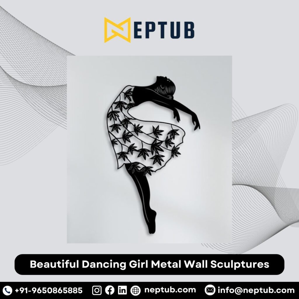 Dancing Girl Metal Wall Sculpture - Elegance in Motion